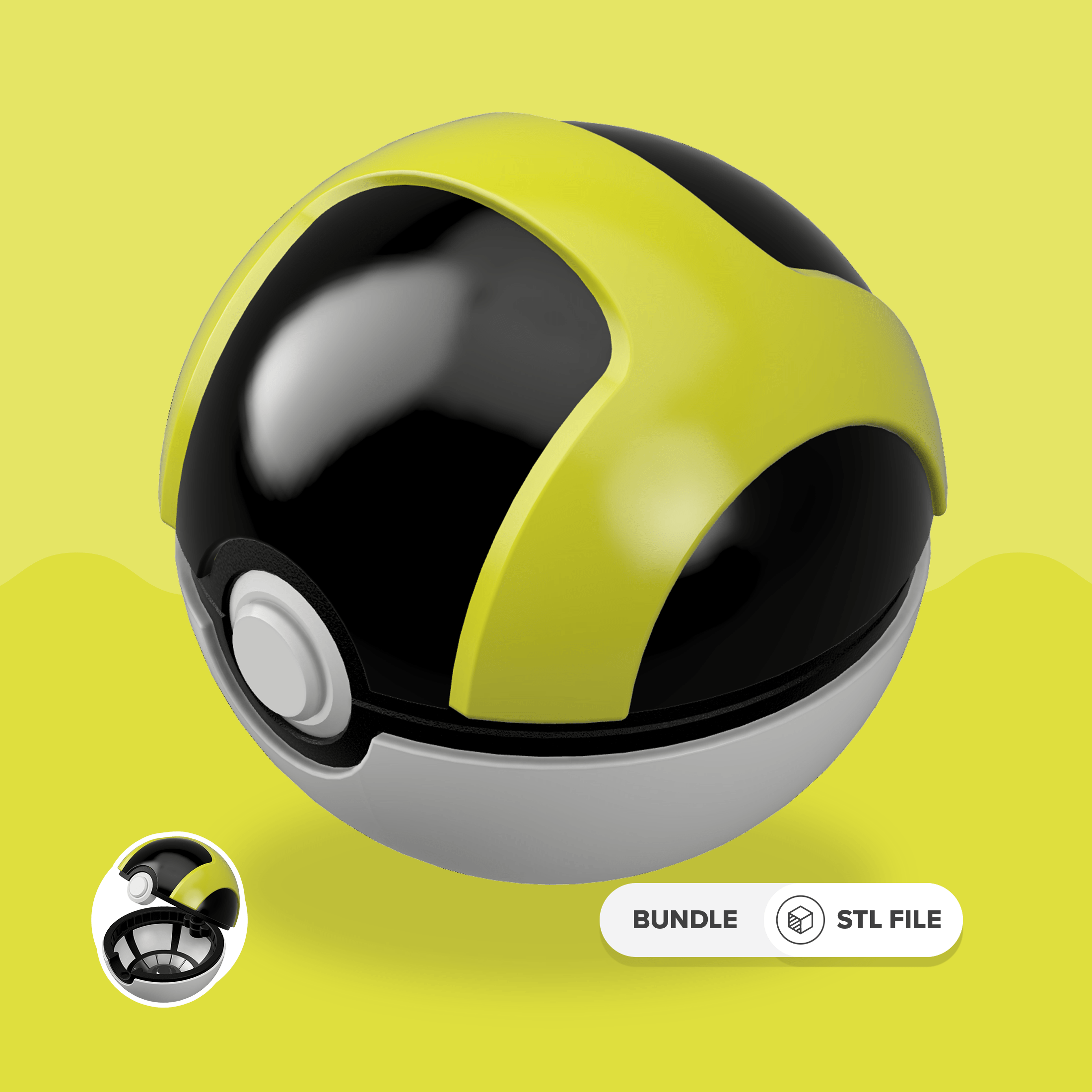 Pokéball STL from Pokémon with detailed interior | STL File for 3D ...