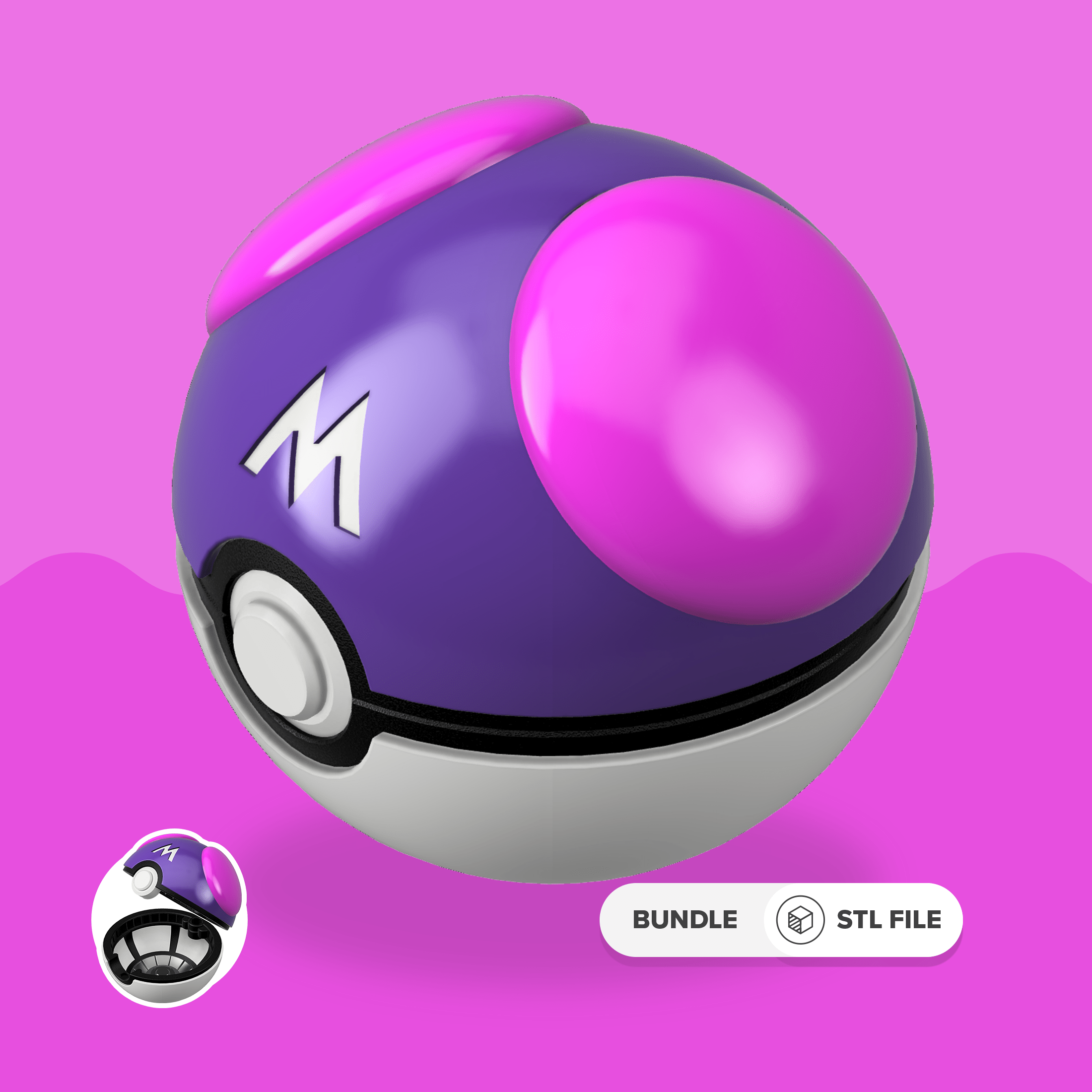 Pokéball STL from Pokémon with detailed interior | STL File for 3D ...