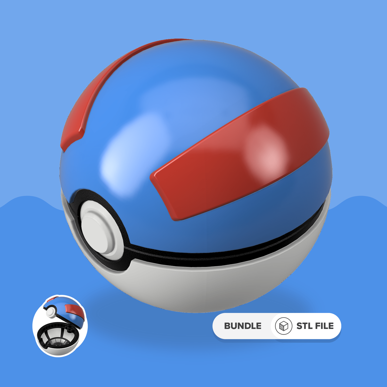 Pokéball STL from Pokémon with detailed interior | STL File for 3D ...