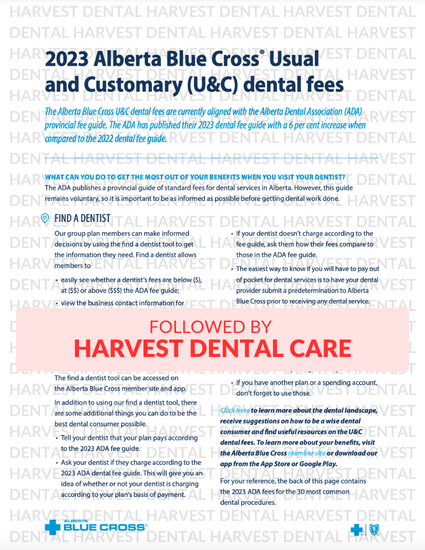 The 2024 Alberta Dental Fee Guide Harvest Dental Care