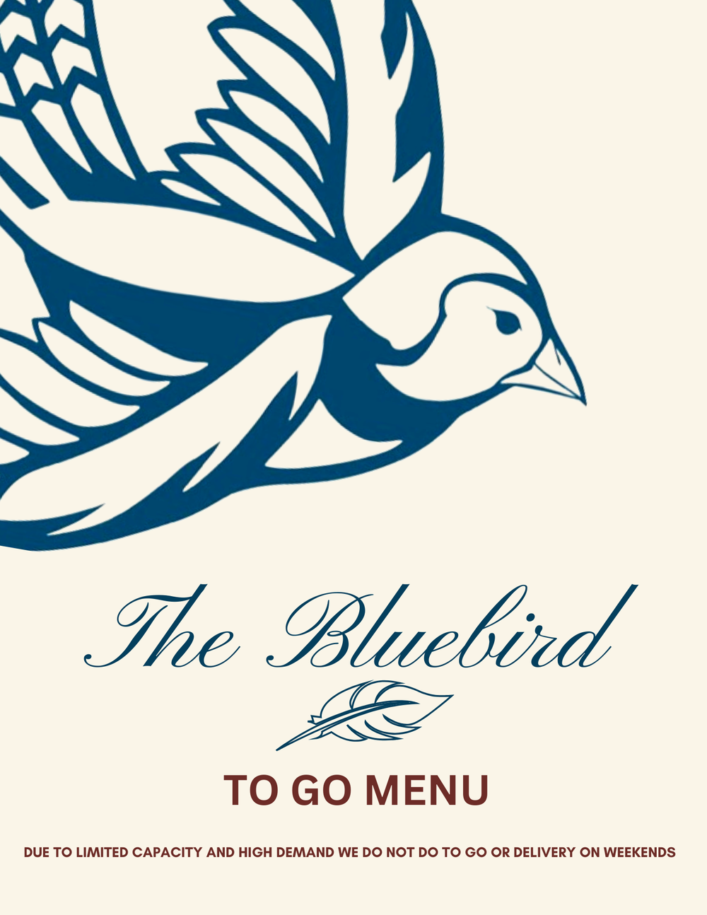 TO GO Menu — The Bluebird Restaurant