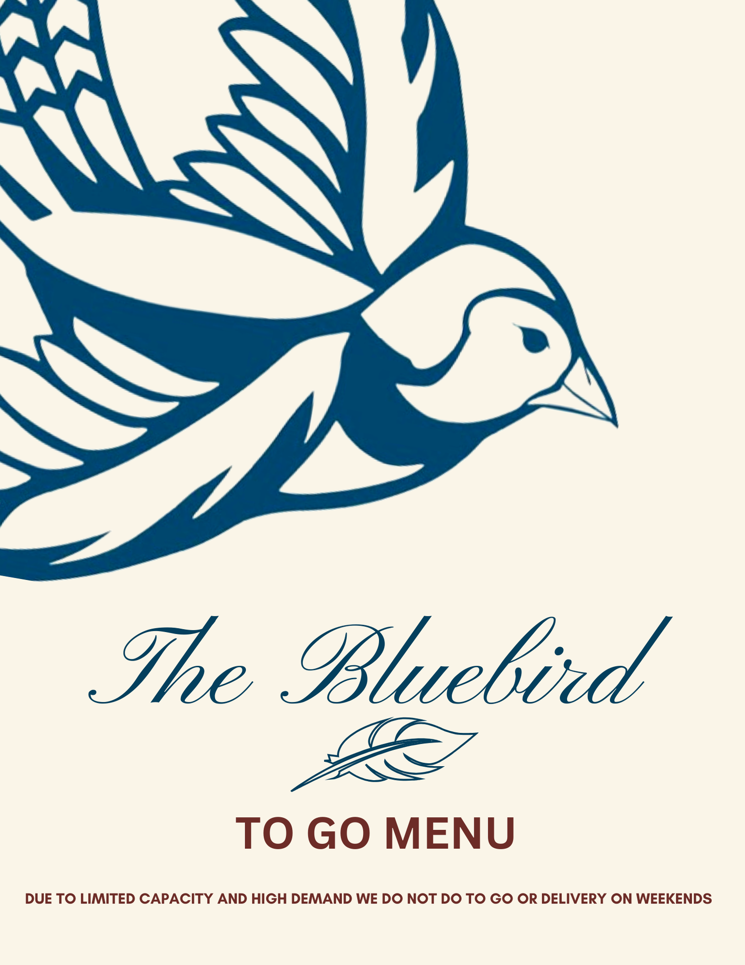 TO GO Menu — The Bluebird Restaurant