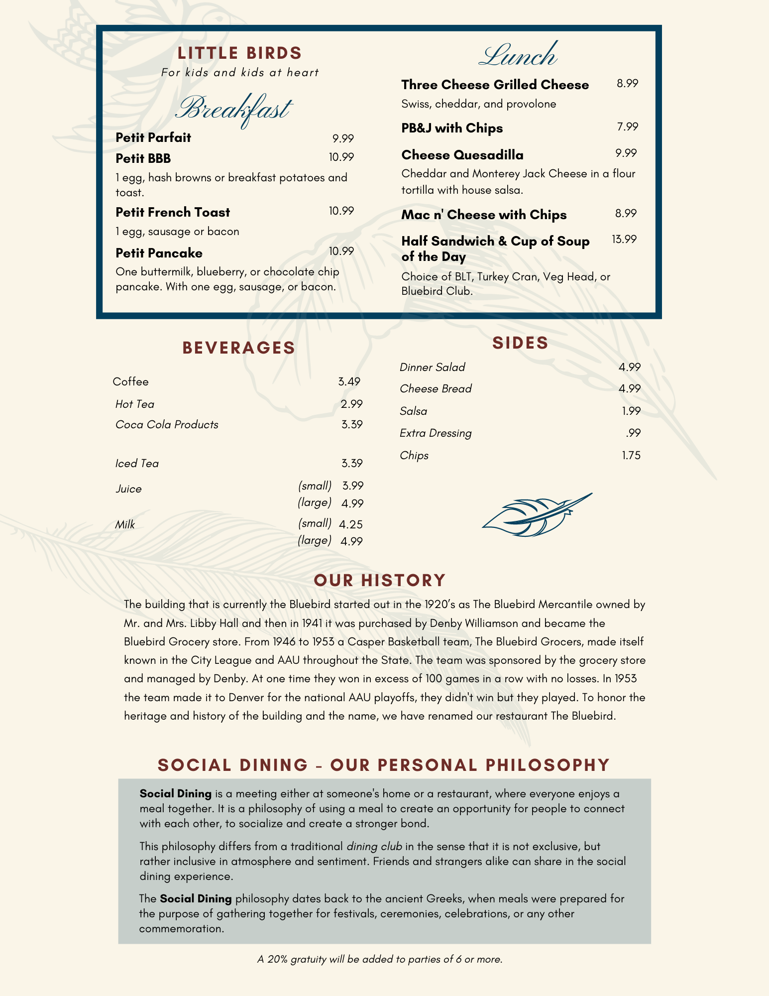 TO GO Menu — The Bluebird Restaurant