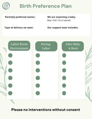 Birth Preference Plan | Discover Prenatal and Early Parenthood Classes ...