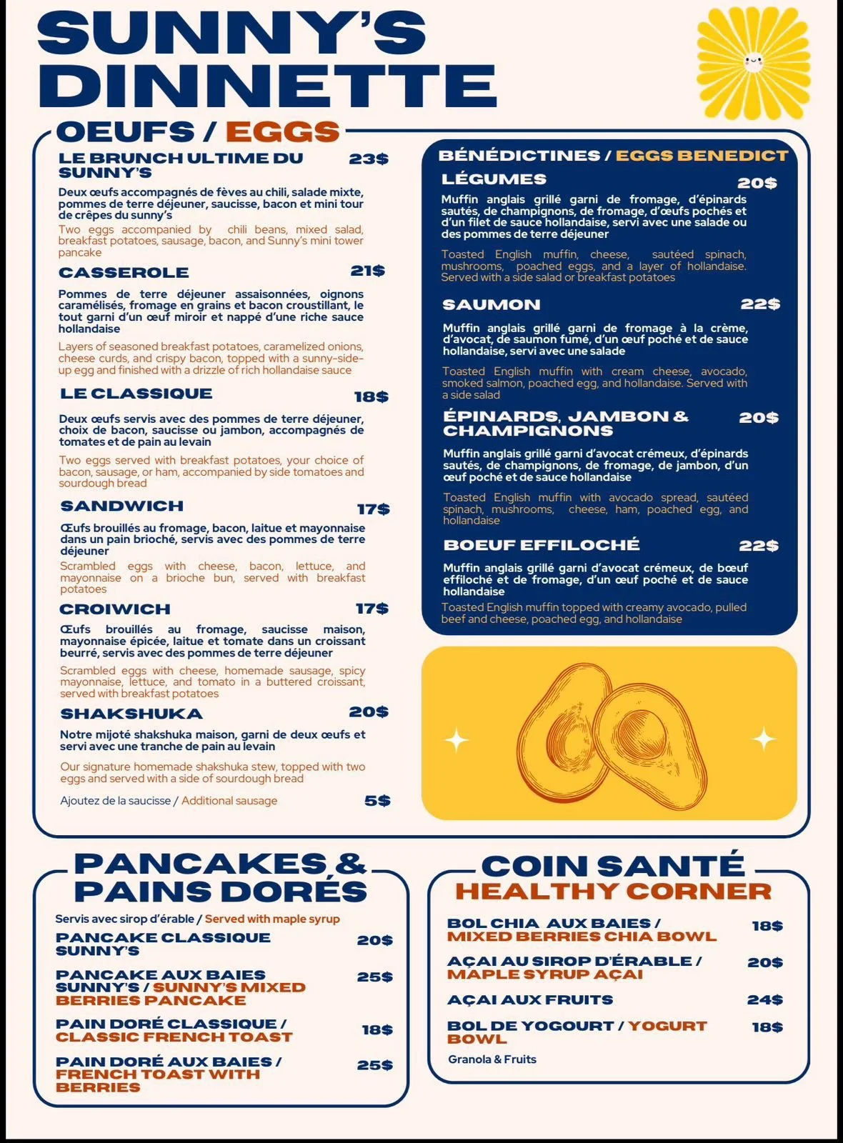 SUNNY’S MENU — SUNNY’S