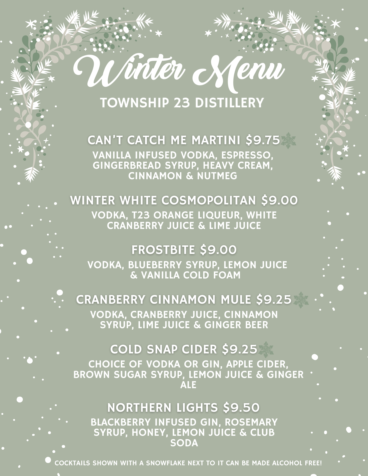 Cocktail Menu — Township 23 Distillery
