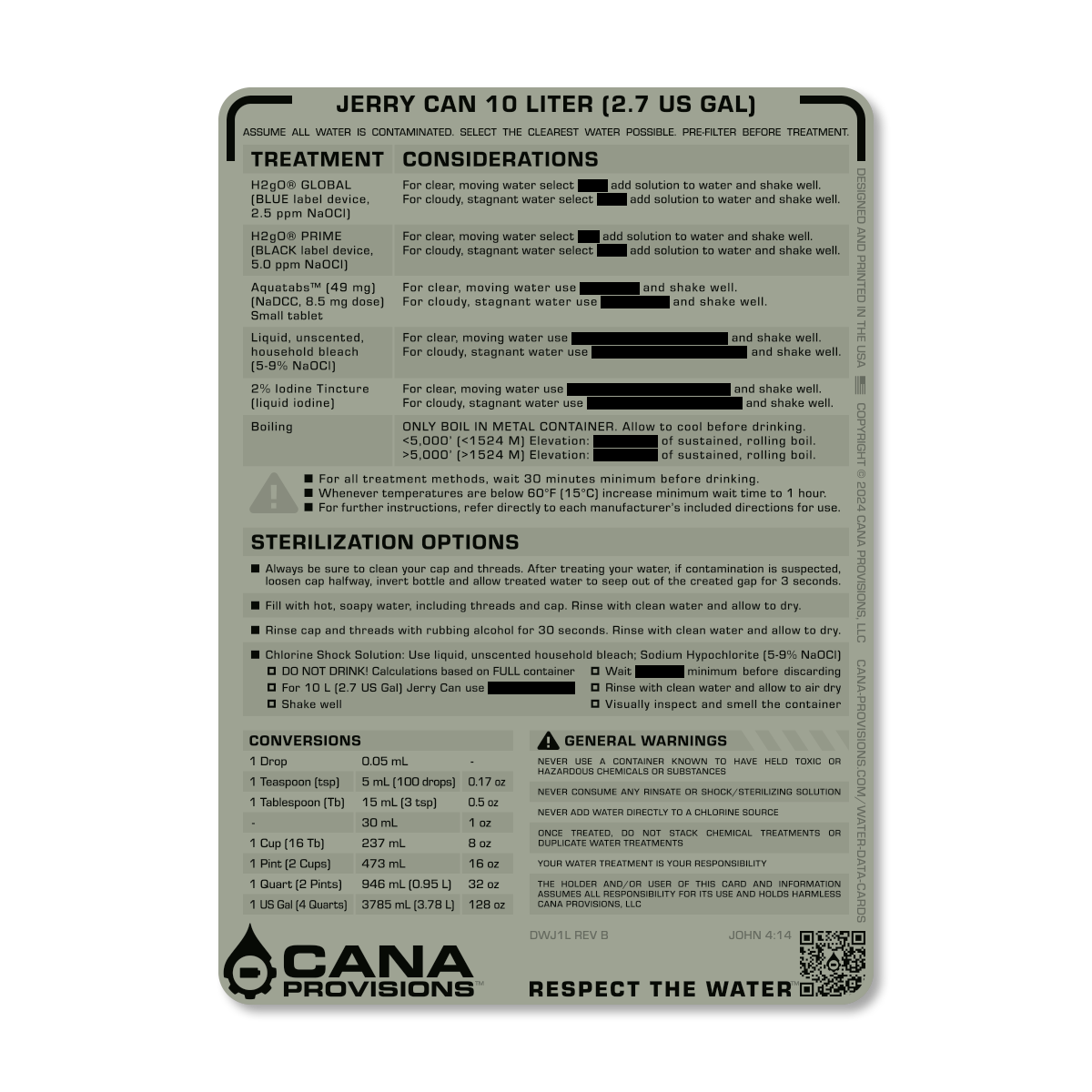 Emergency Water Treatment Tools | Cana Provisions