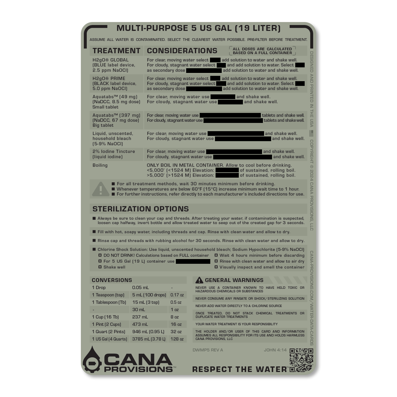 20L Jerry Can (5.3 US GAL) Decal | Cana Provisions