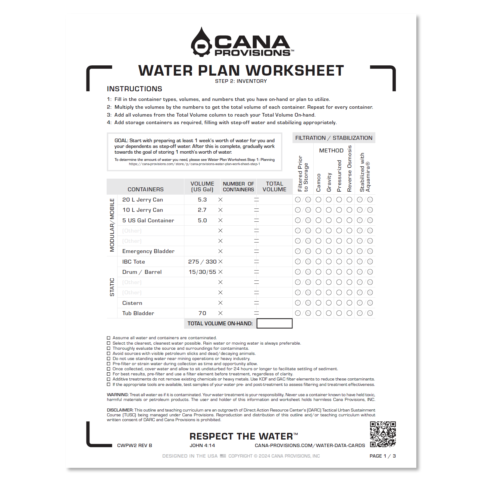 Emergency Water Treatment Solutions | Cana Provisions