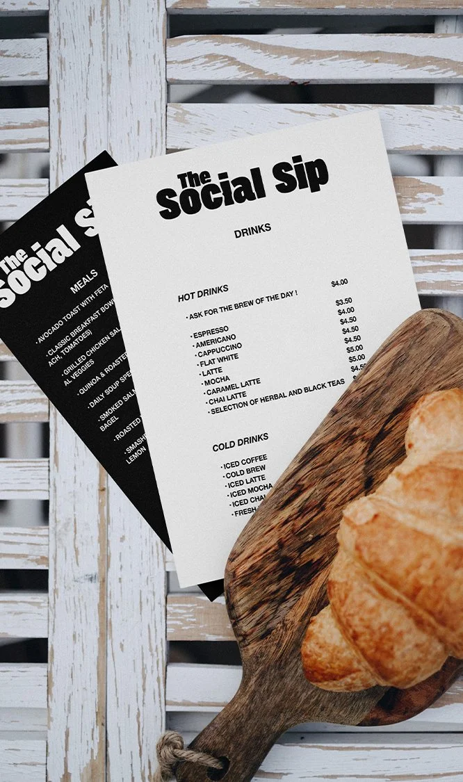 The Social Sip | Bold, Black & White Café Brand Identity — Valentine ...