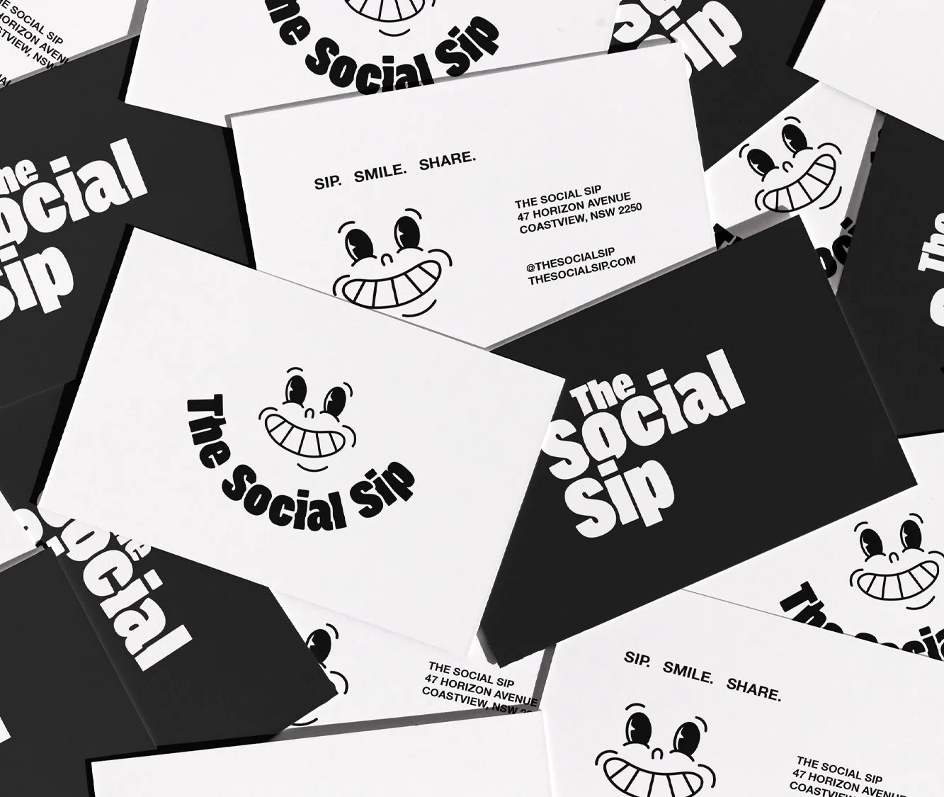 The Social Sip | Bold, Black & White Café Brand Identity — Valentine Creative Studio