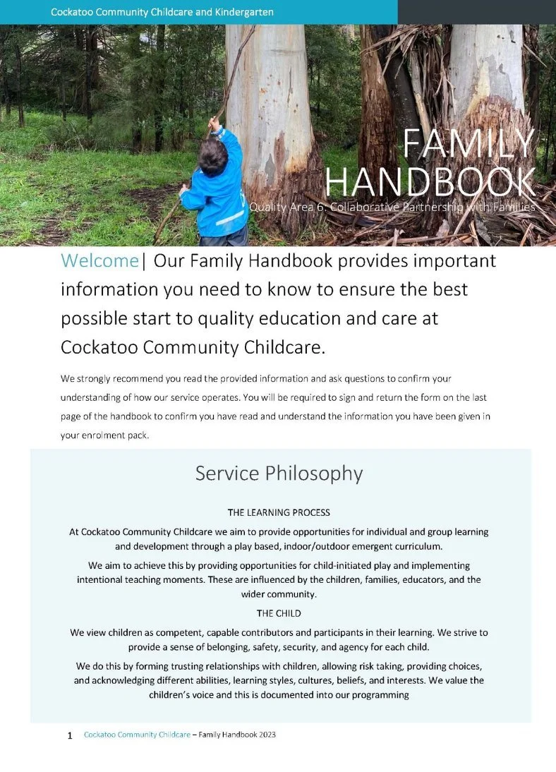 Handbooks — Cockatoo Community Childcare