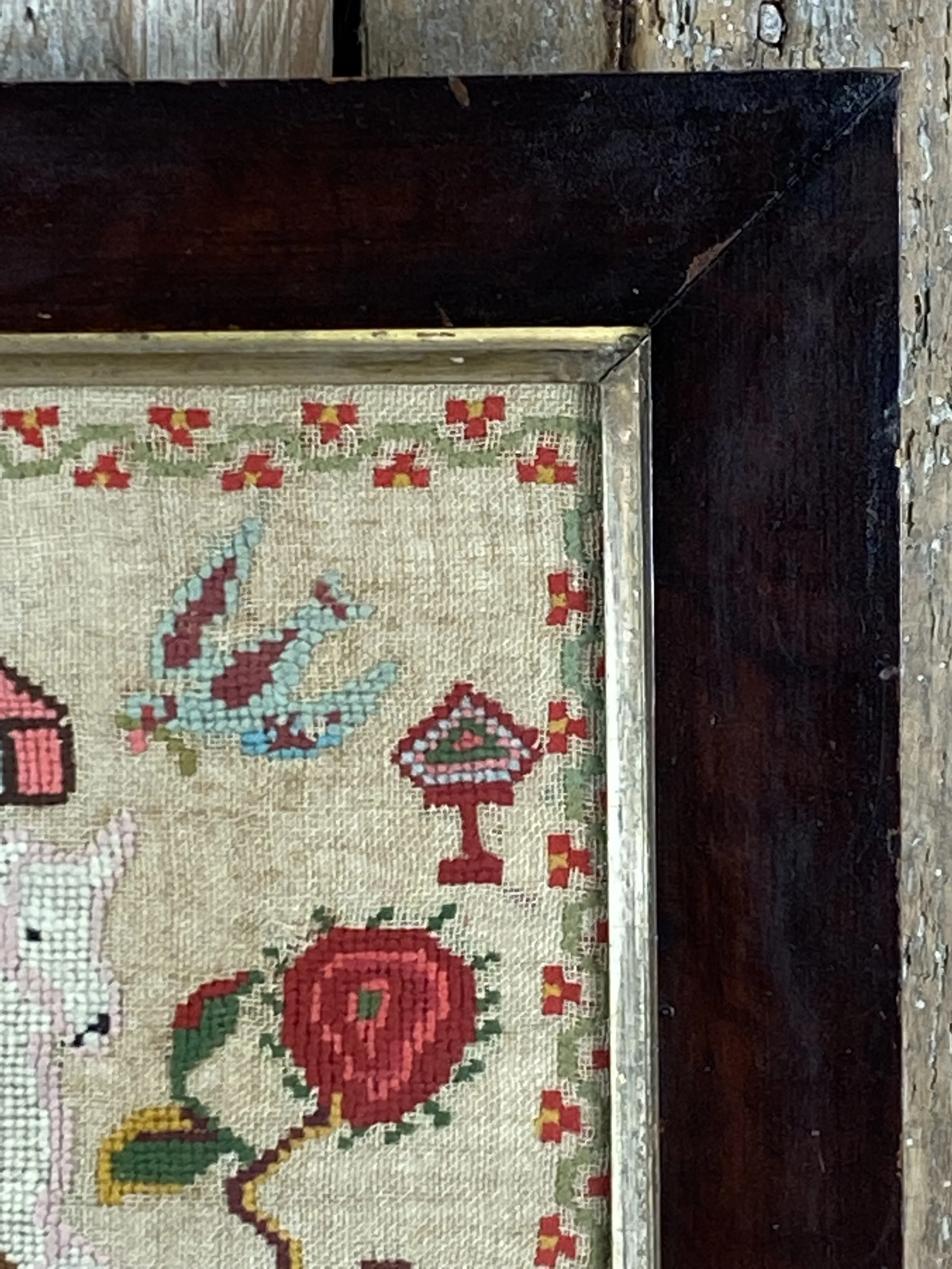 Antique Victorian Woollen Motif Needlework Sampler Dated 1843 By Ann ...