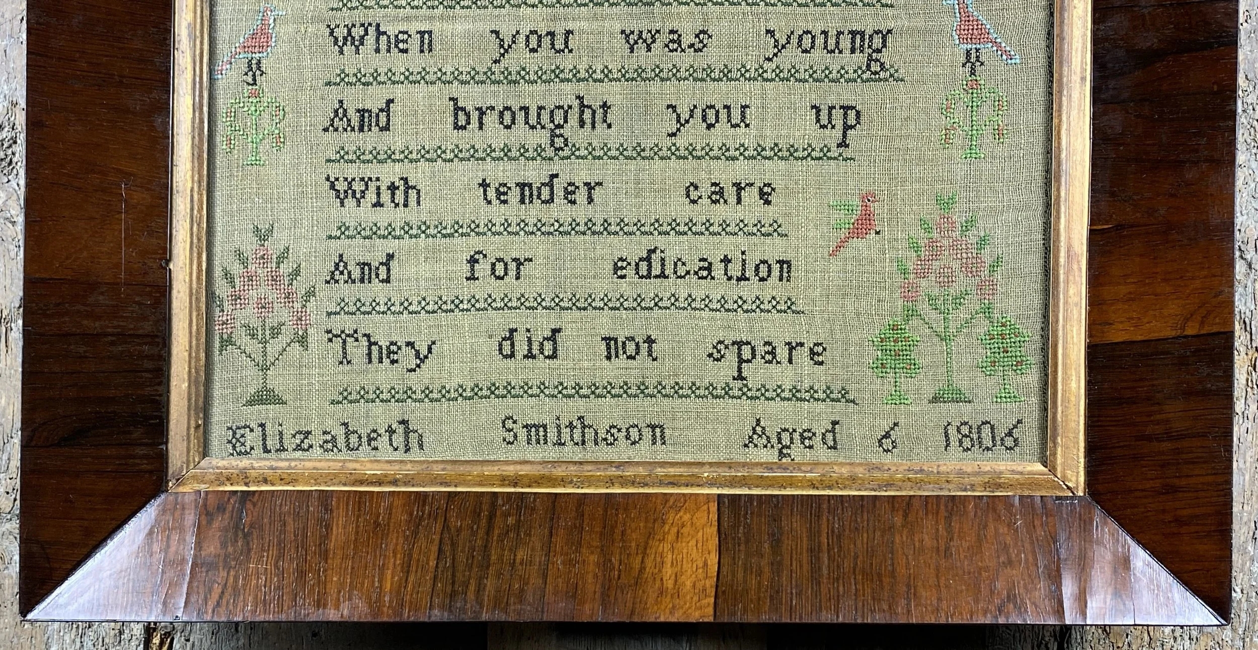 Antique Georgian Silk Verse & Spot Motif Sampler Dated 1806 By ...