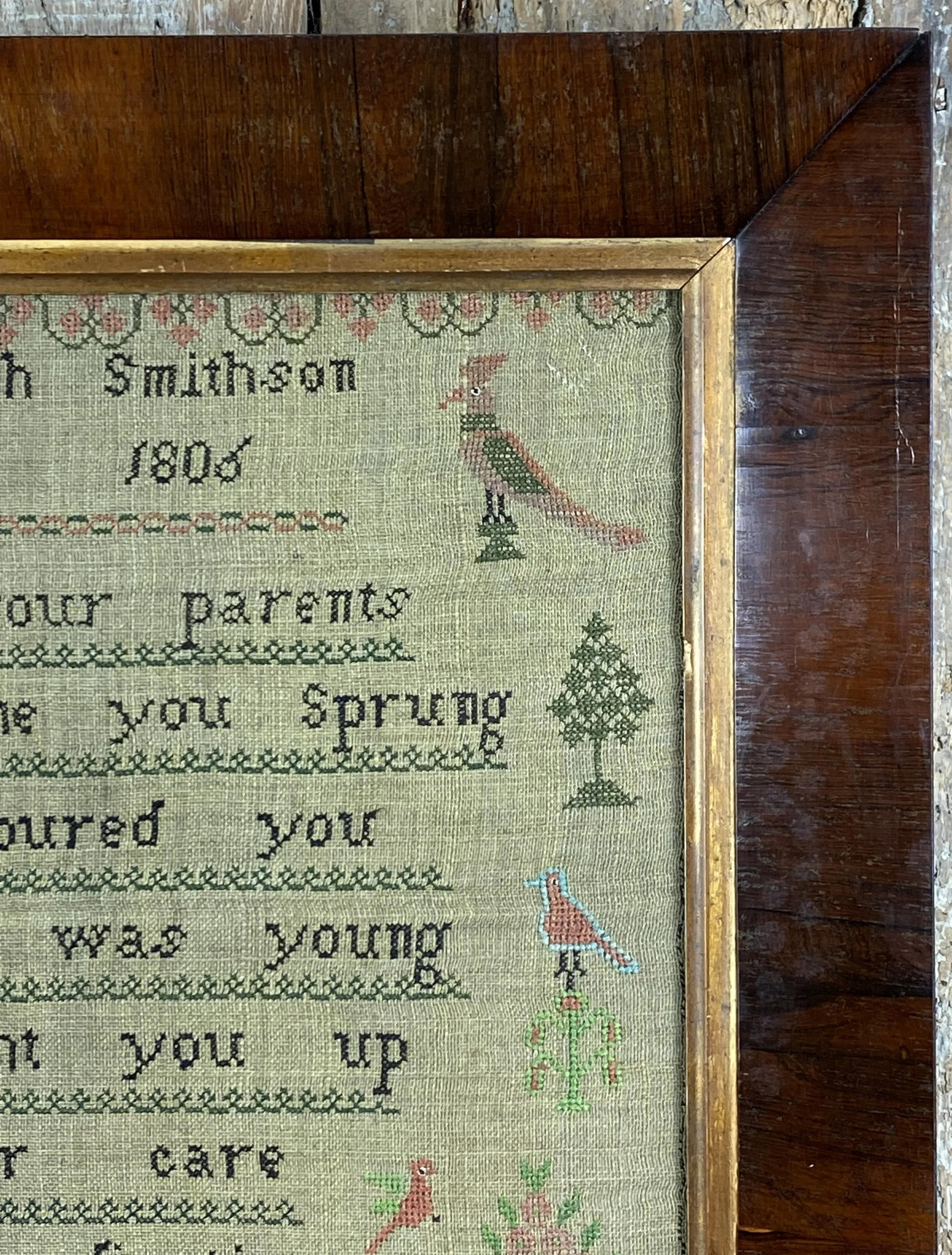 Antique Georgian Silk Verse & Spot Motif Sampler Dated 1806 By ...