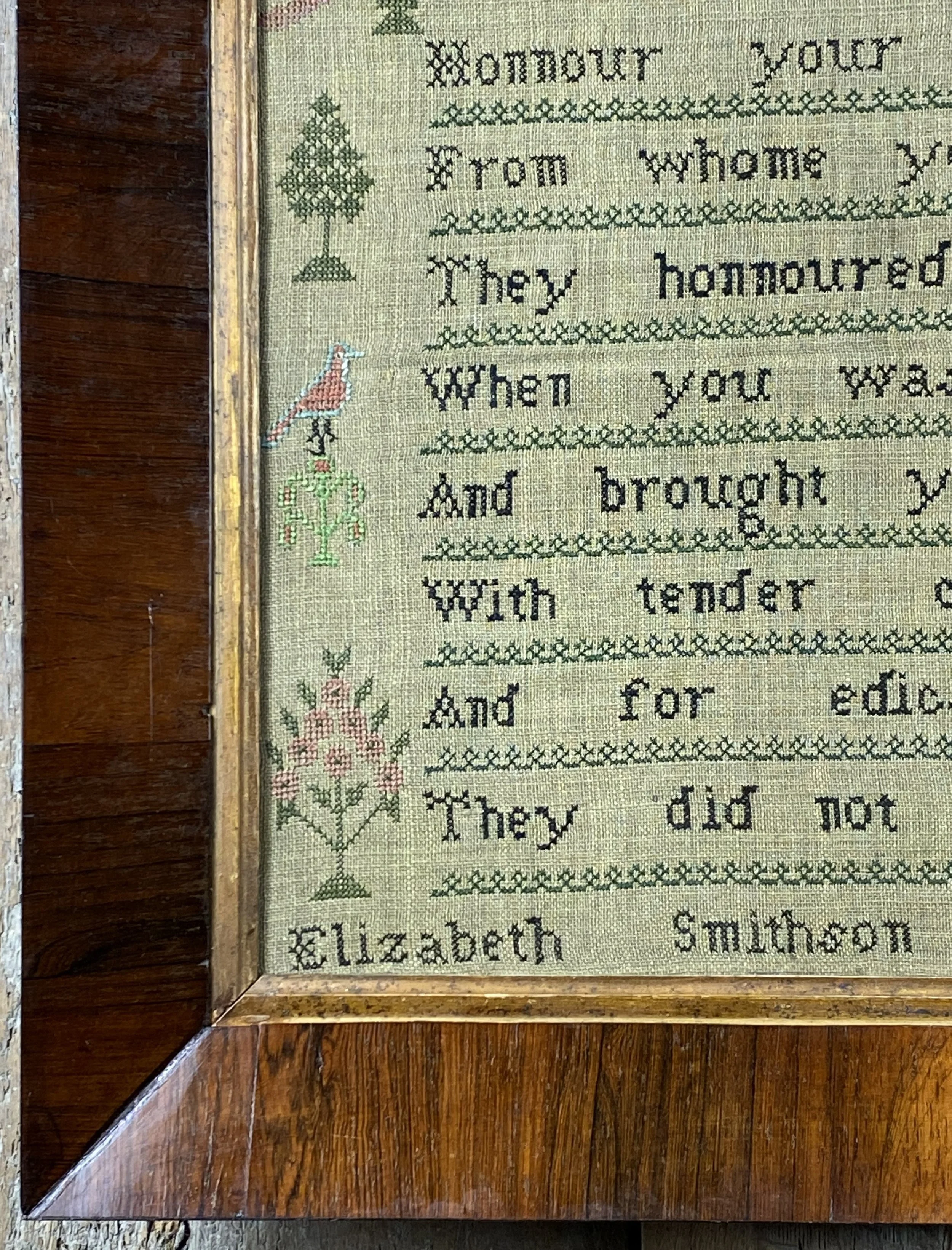 Antique Georgian Silk Verse & Spot Motif Sampler Dated 1806 By ...