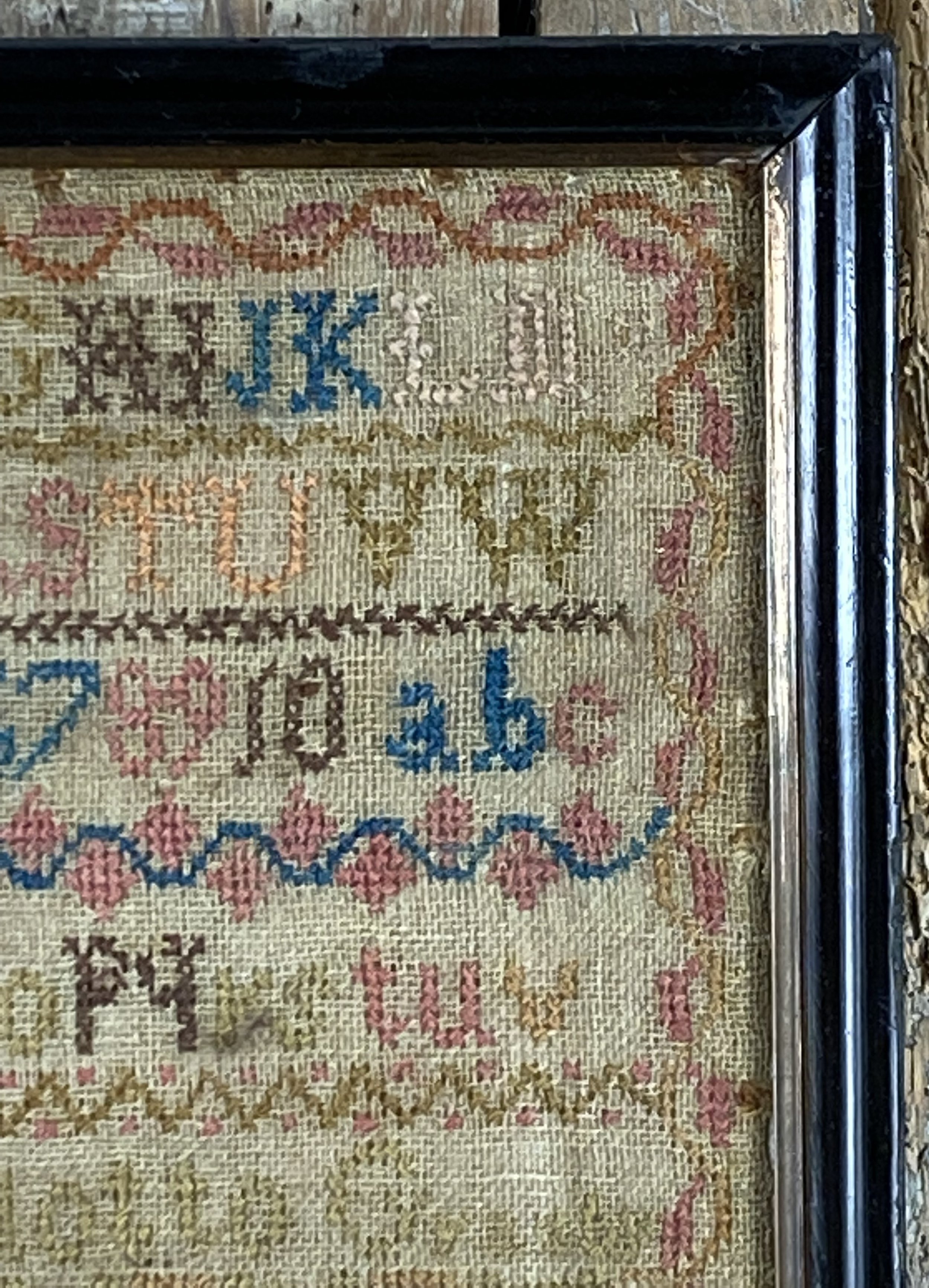 Antique Victorian Wool Band & Motif Needlework Sampler Circa 1840-60 By ...