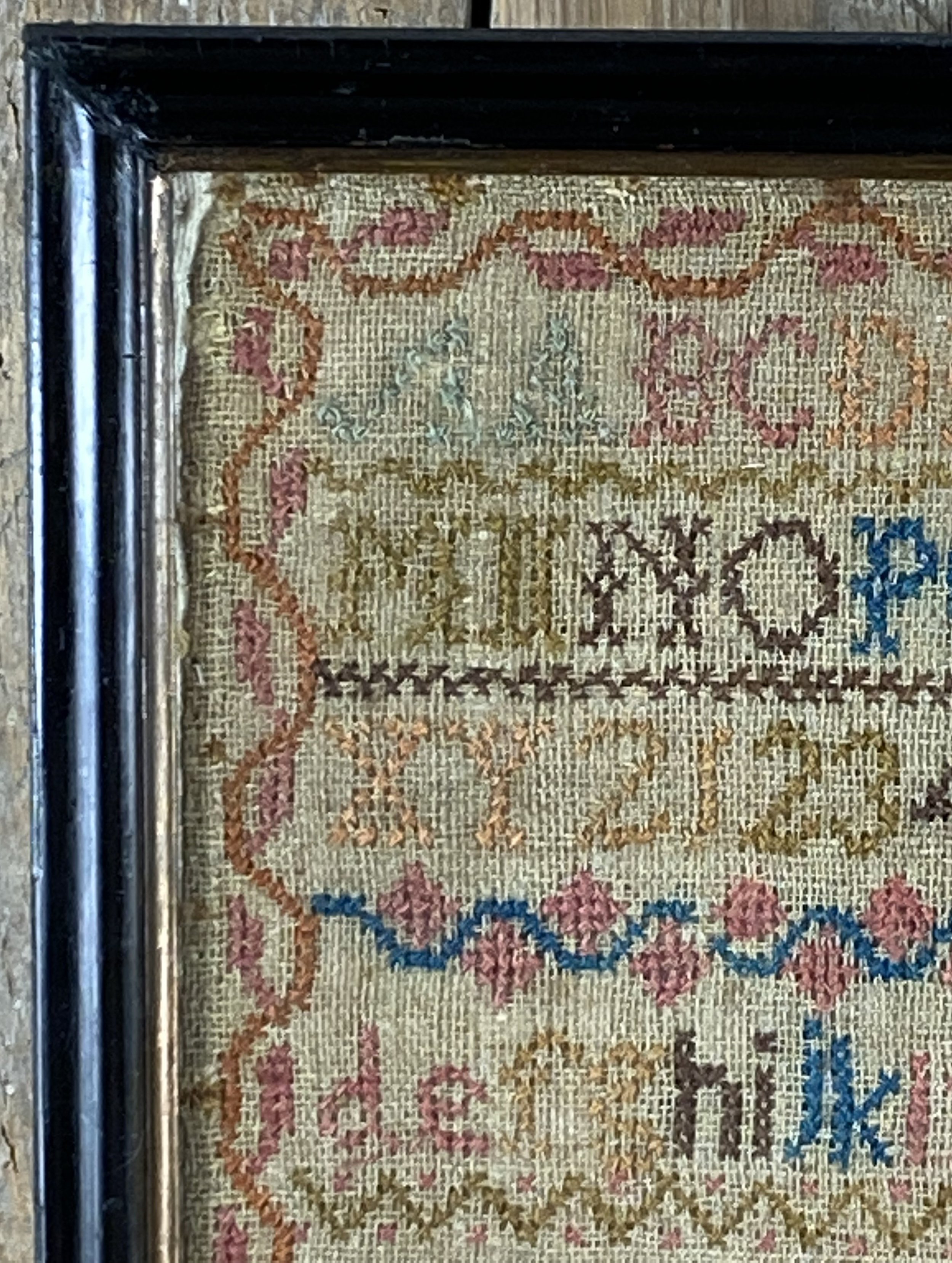 Antique Victorian Wool Band & Motif Needlework Sampler Circa 1840-60 By ...