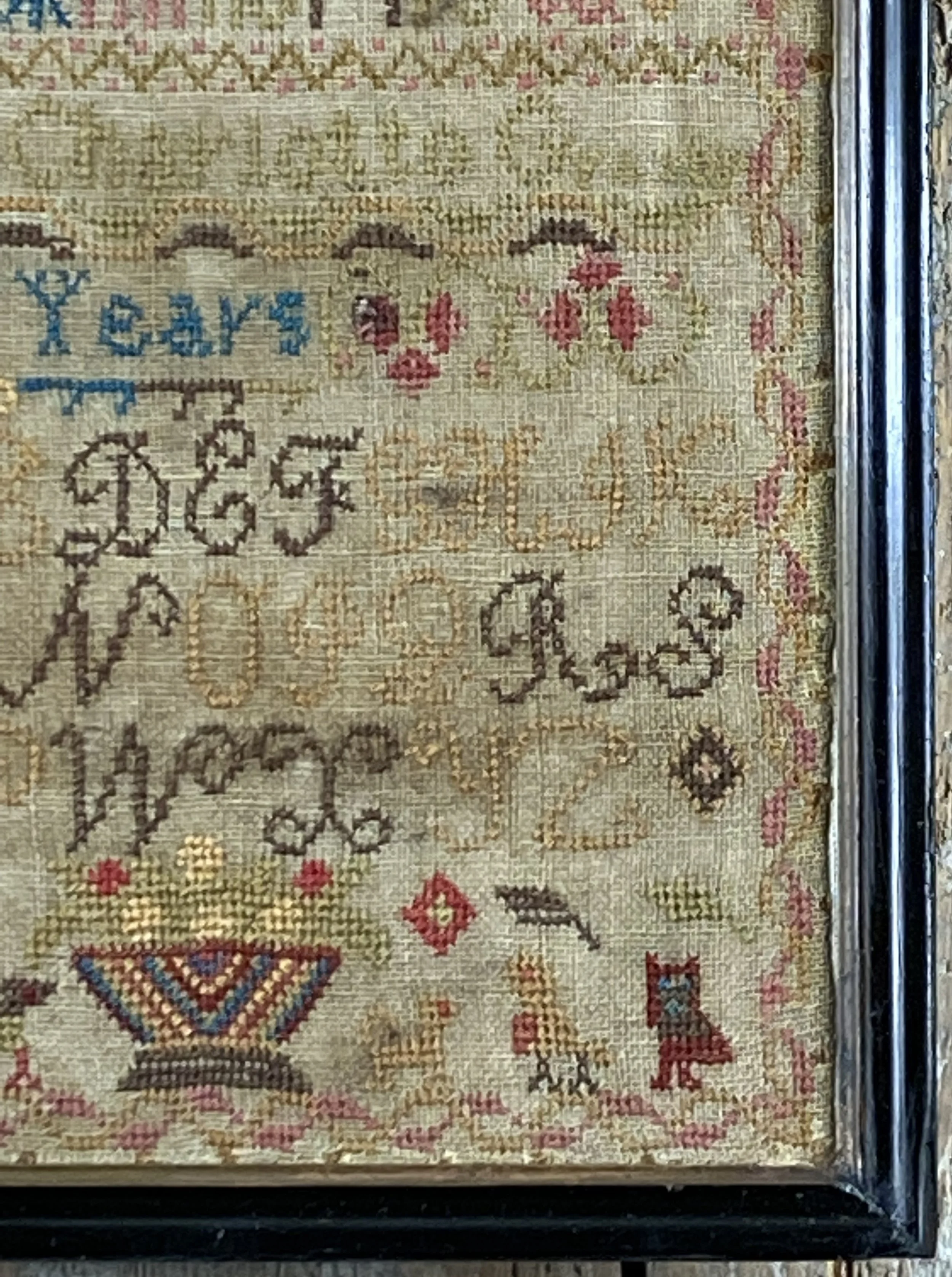 Antique Victorian Wool Band & Motif Needlework Sampler Circa 1840-60 By ...