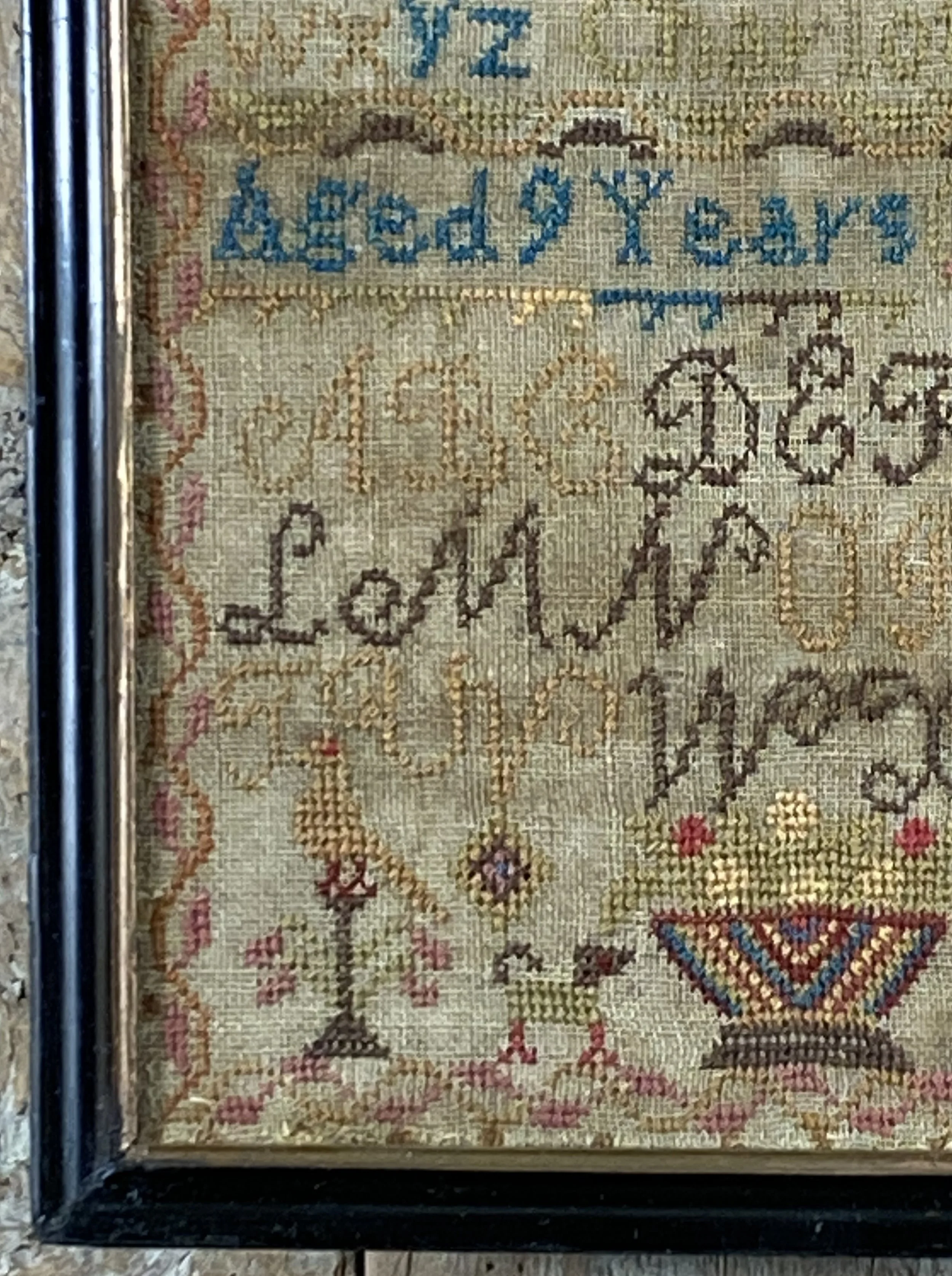 Antique Victorian Wool Band & Motif Needlework Sampler Circa 1840-60 By ...