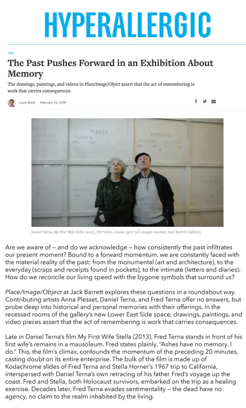 Place/Image/Object | Hyperallergic | February, 2019 — Jack Barrett Gallery