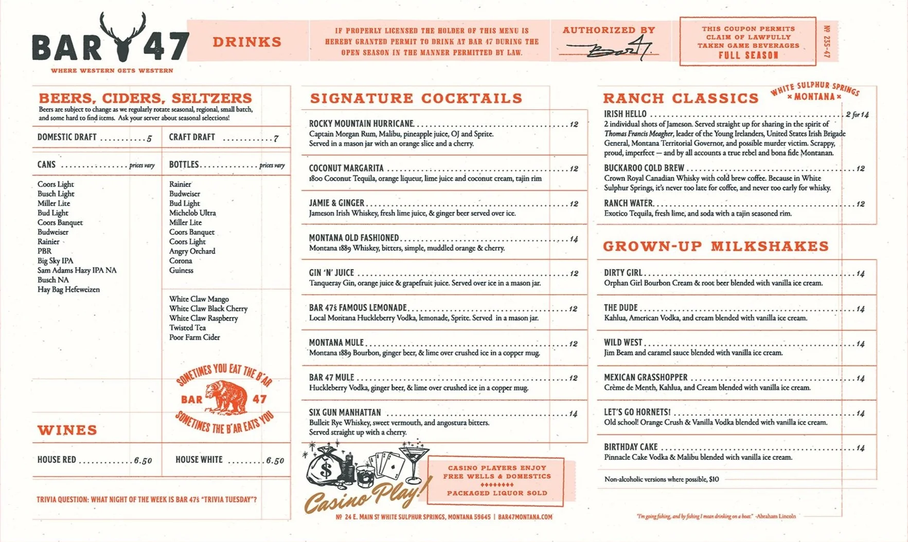 BAR 47 - Food & Drink in White Sulphur Springs, Montana