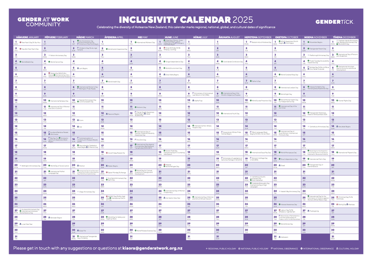 Inclusivity Calendar 2025 — Gender at Work