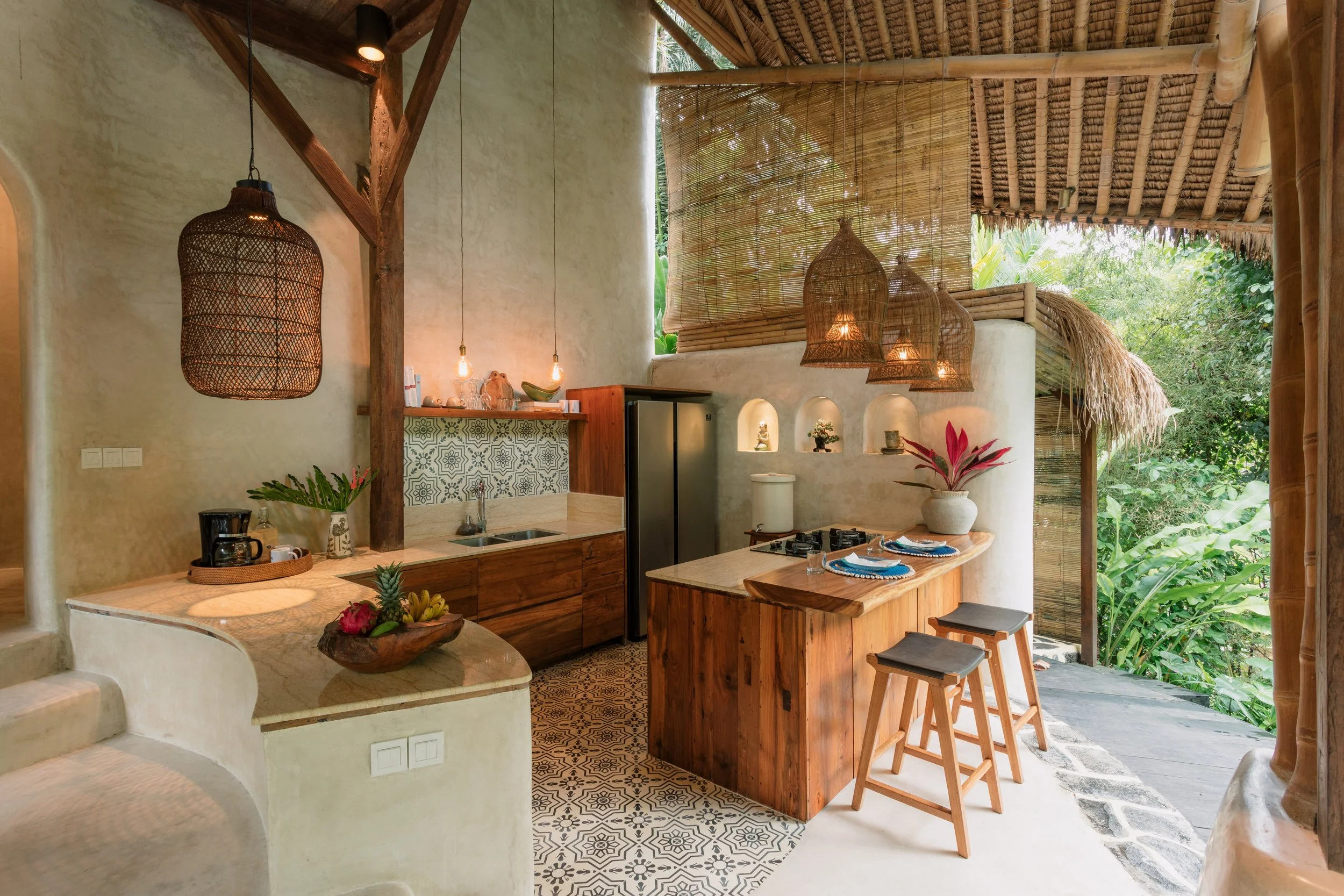 View Kitchen — Treehouse Shakti | Cob Earthen Home for Rent in Bali
