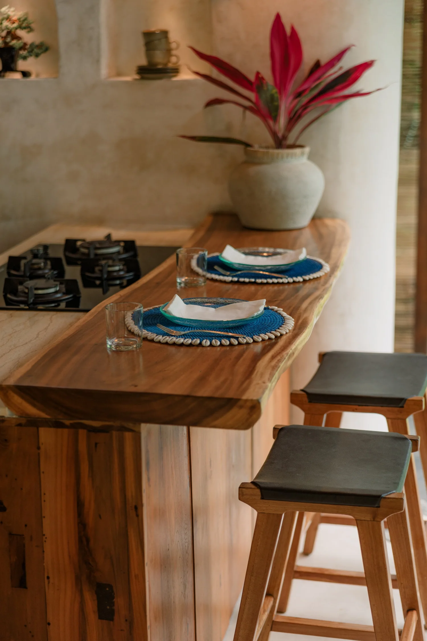 View Kitchen — Treehouse Shakti | Cob Earthen Home for Rent in Bali