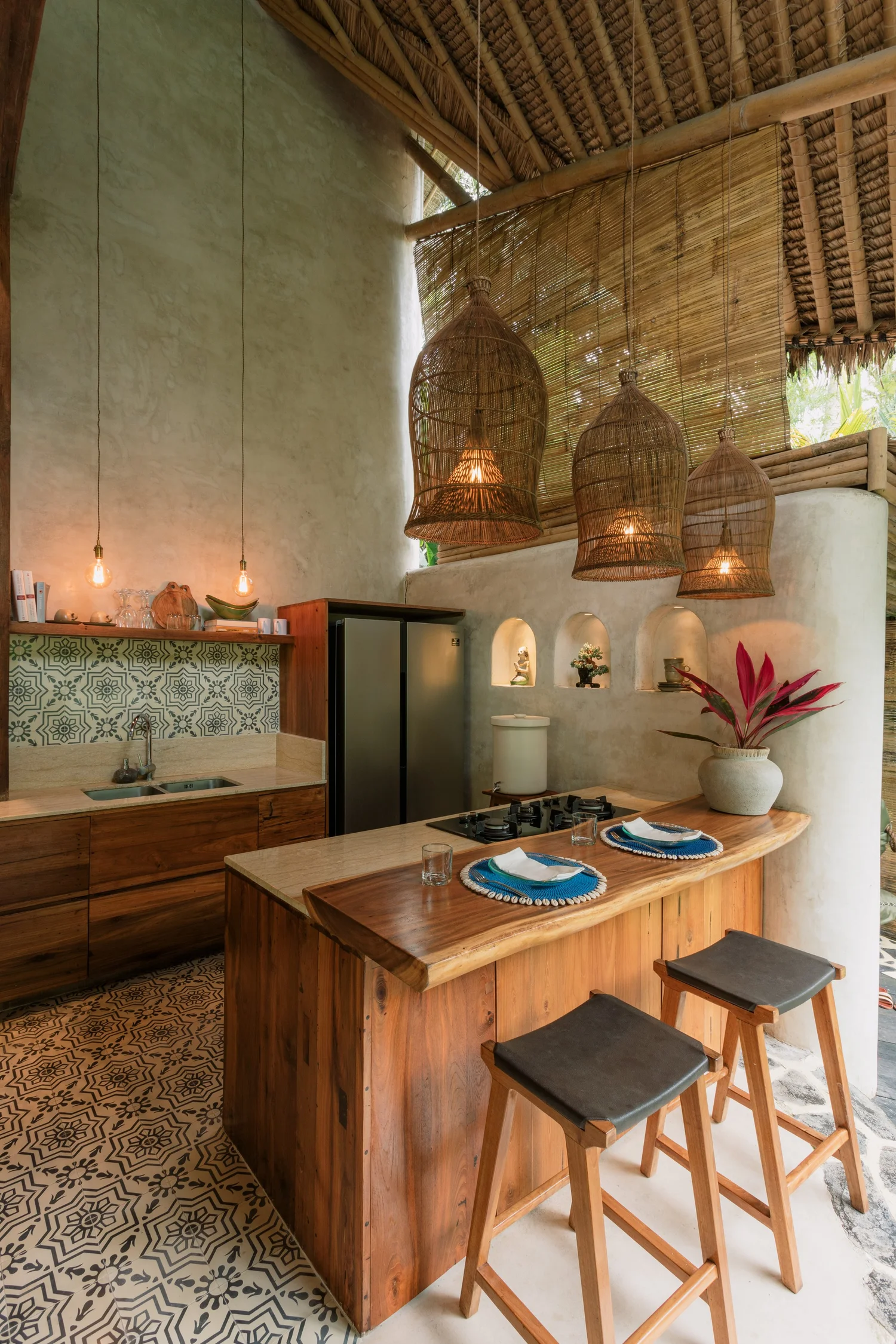View Kitchen — Treehouse Shakti | Cob Earthen Home for Rent in Bali