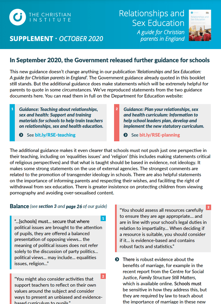 Relationships and Sex Education — Association of Christian Teachers