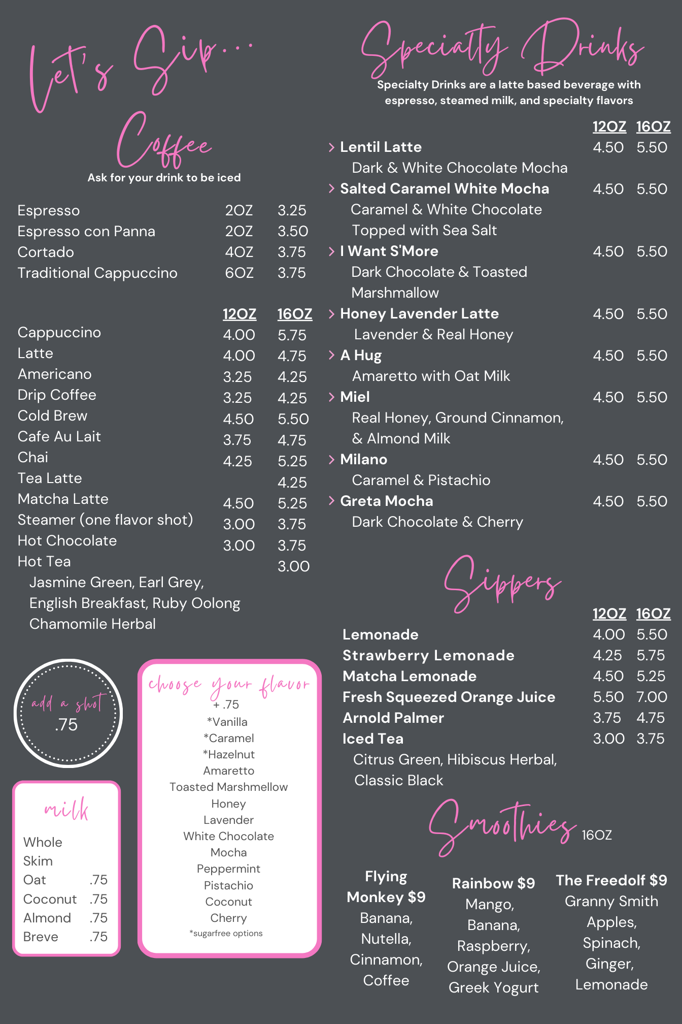 Coffee & Specialty Drinks — Sip