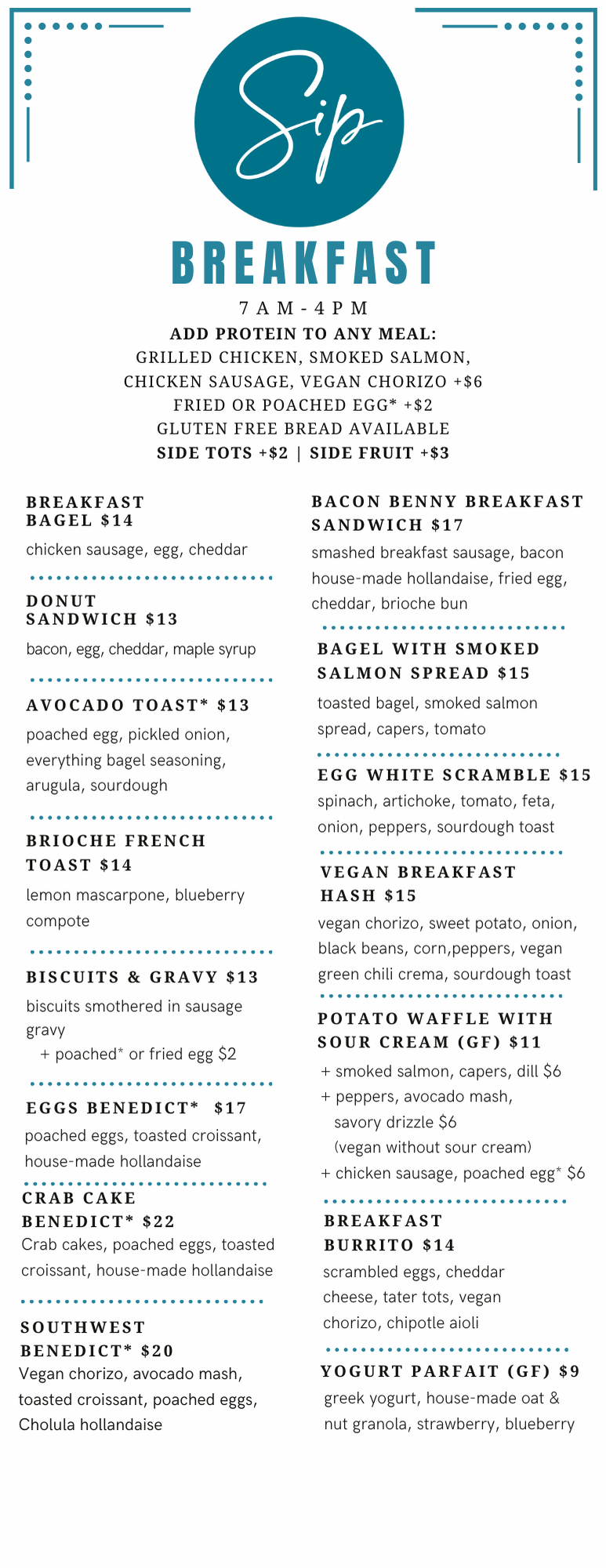 Food Menu — Sip
