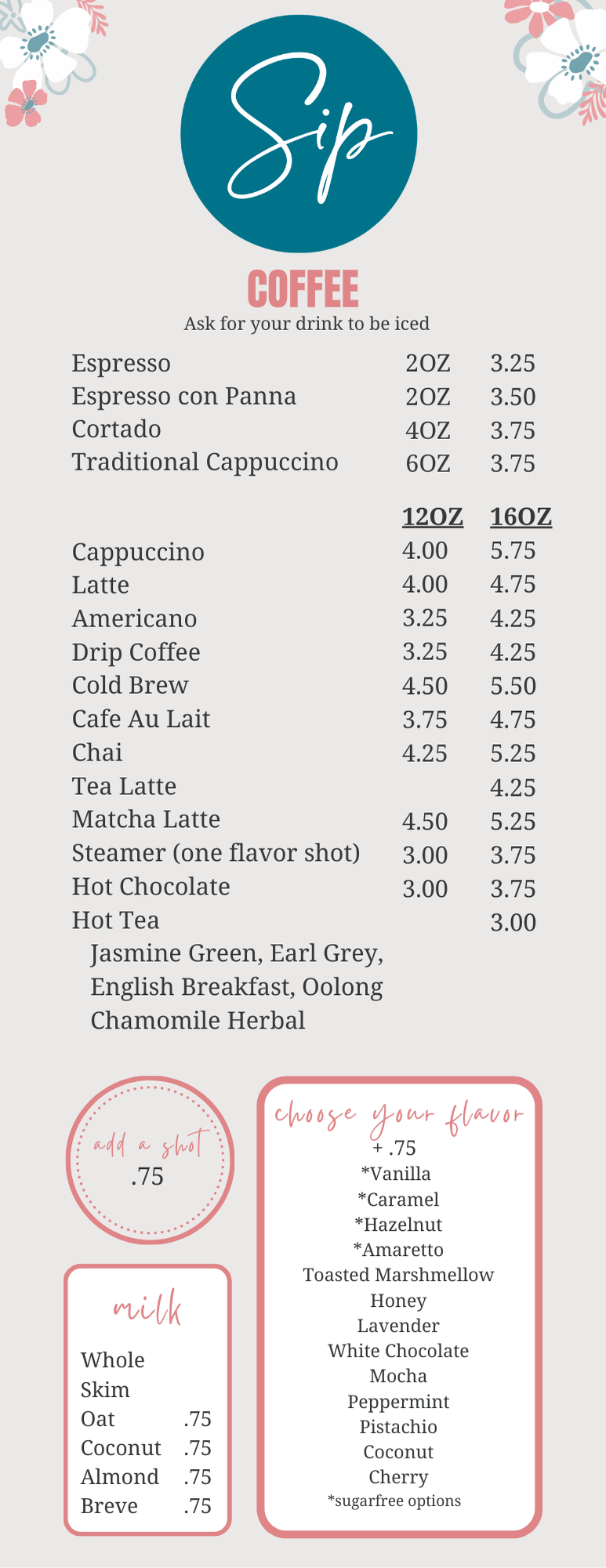 Coffee & Specialty Drinks — Sip