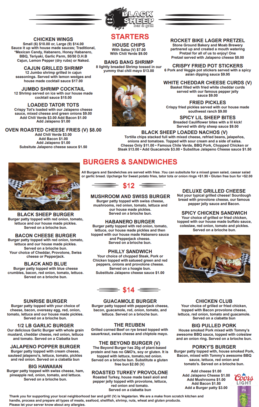 Food & Drinks — The Black Sheep Bar & Grill