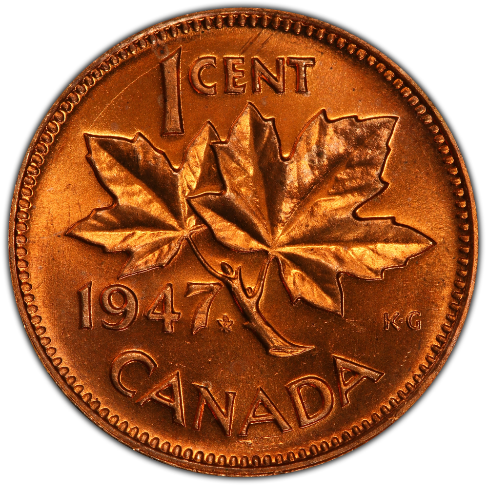 1947 Blunt 7 Canadian Cent Penny — Canadian Coins