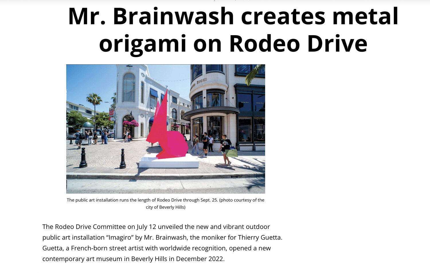 Mr. Brainwash creates metal origami on Rodeo Drive — RODEO DRIVE