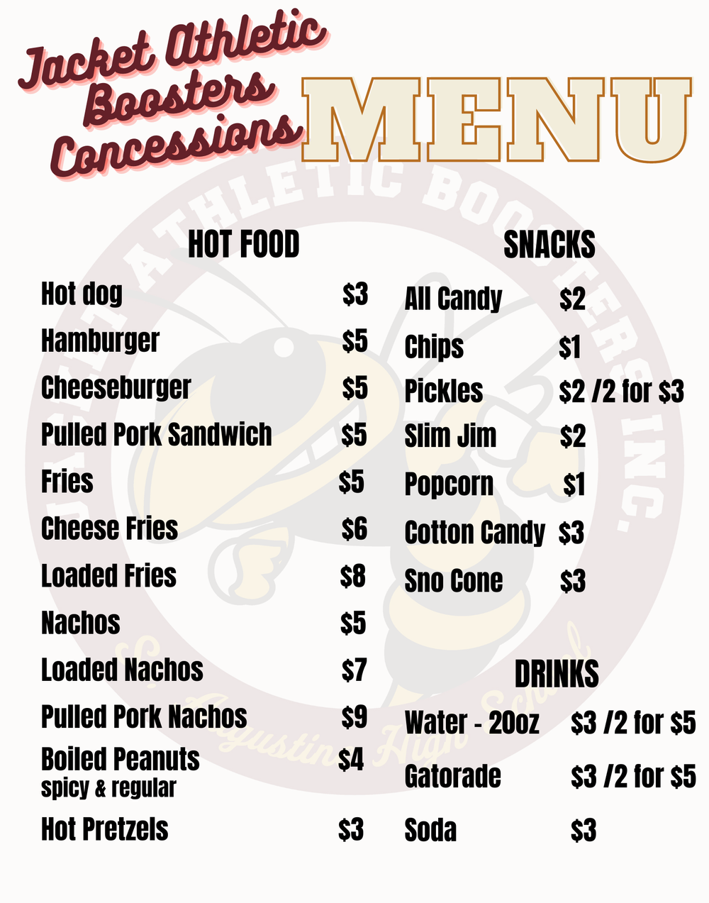 Concessions — Jacket Athletic Boosters