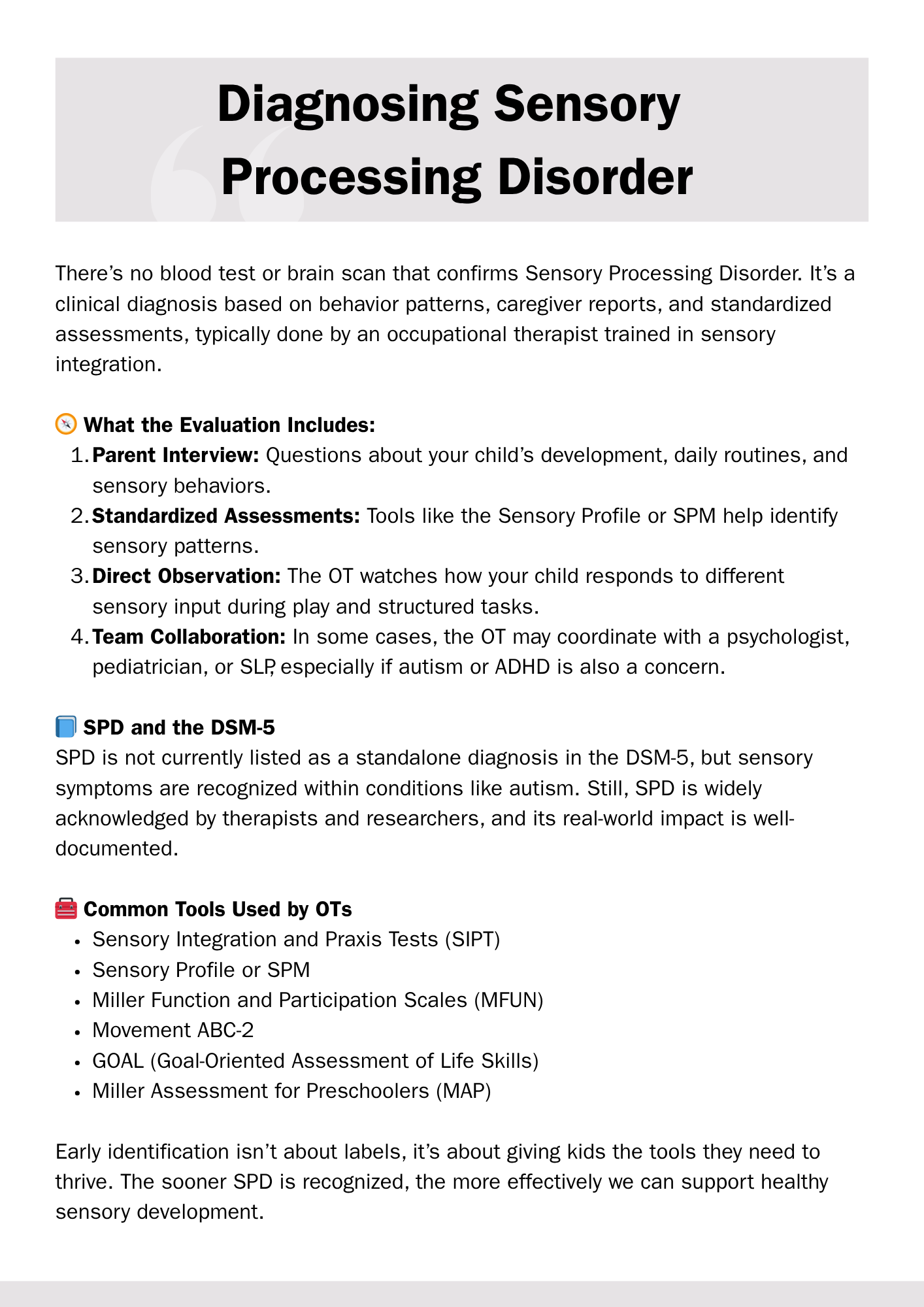 Sensory Process Disorders 101
