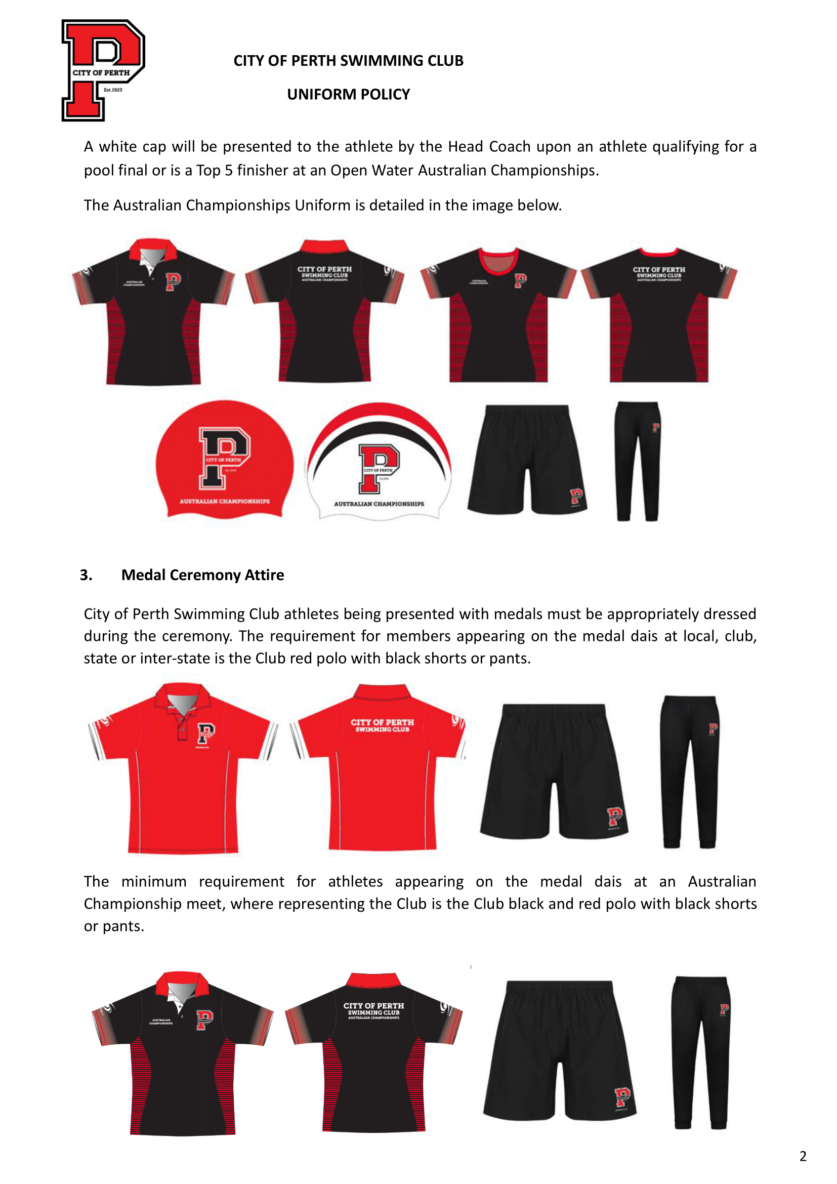 Uniform Information — City of Perth Swimming Club
