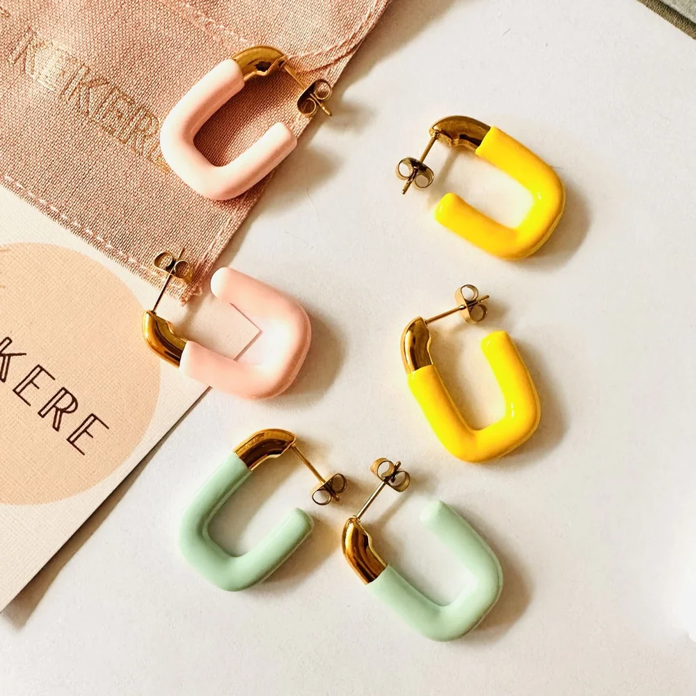 Sugar Enamel & Gold Earrings | Unique & One of a Kind — ÎLE KEKERE