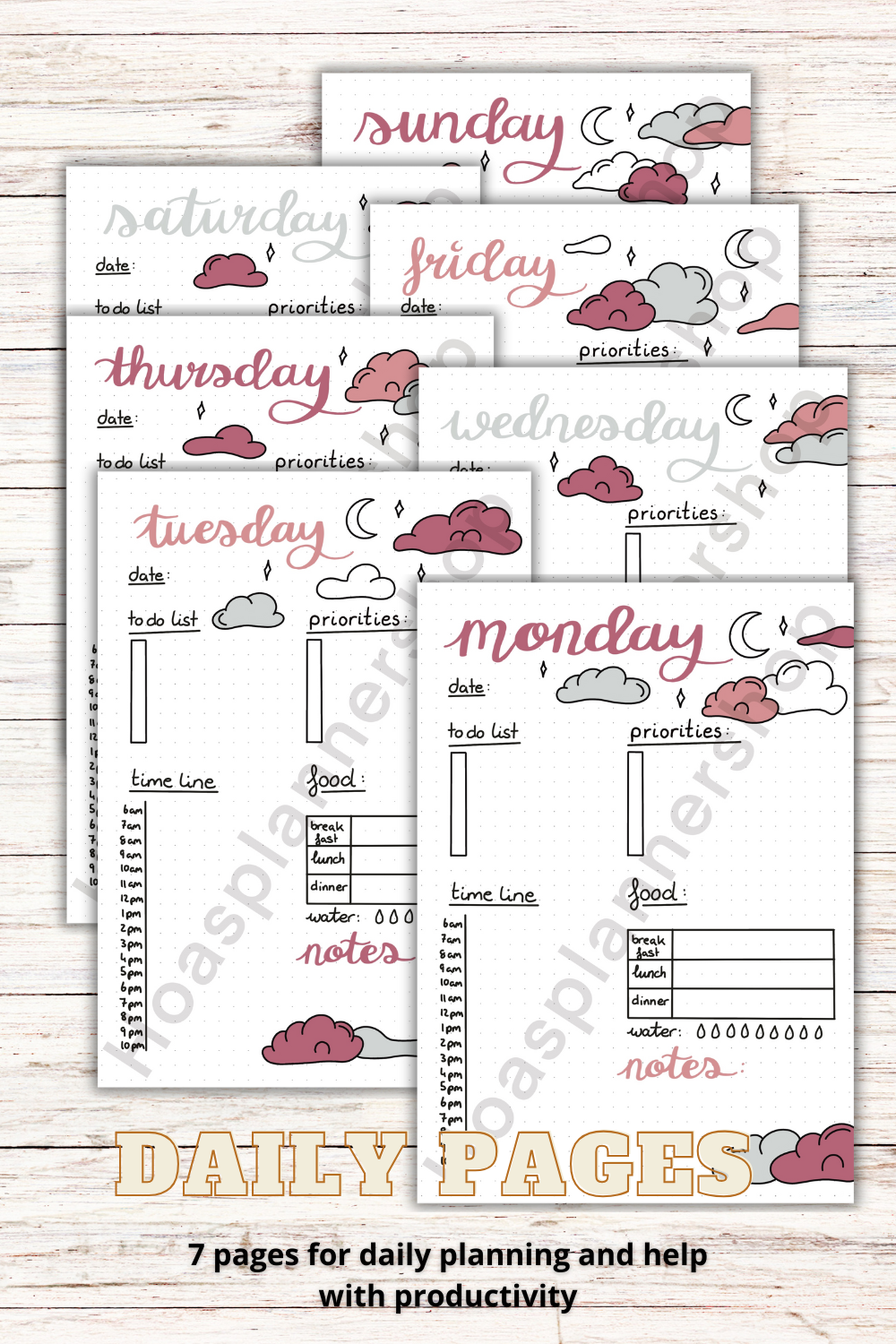 Minimalist digital printable planner 2024 pastel rainbow colored full ...