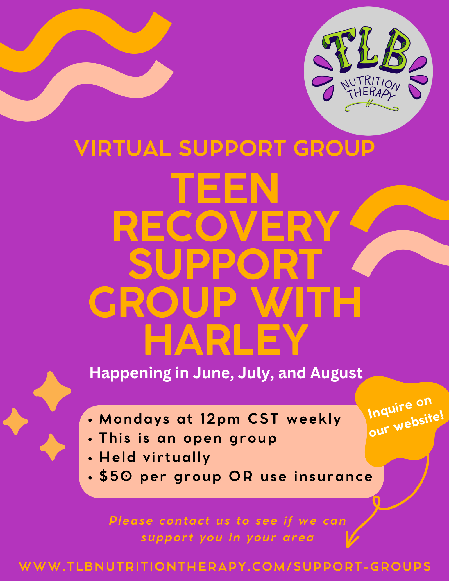 Support Groups — TLB Nutrition Therapy