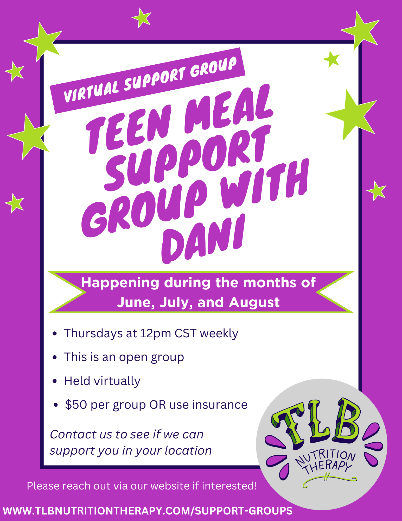 Support Groups — TLB Nutrition Therapy