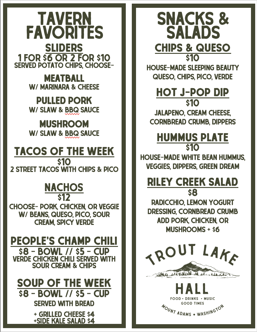 Food — Trout Lake Hall