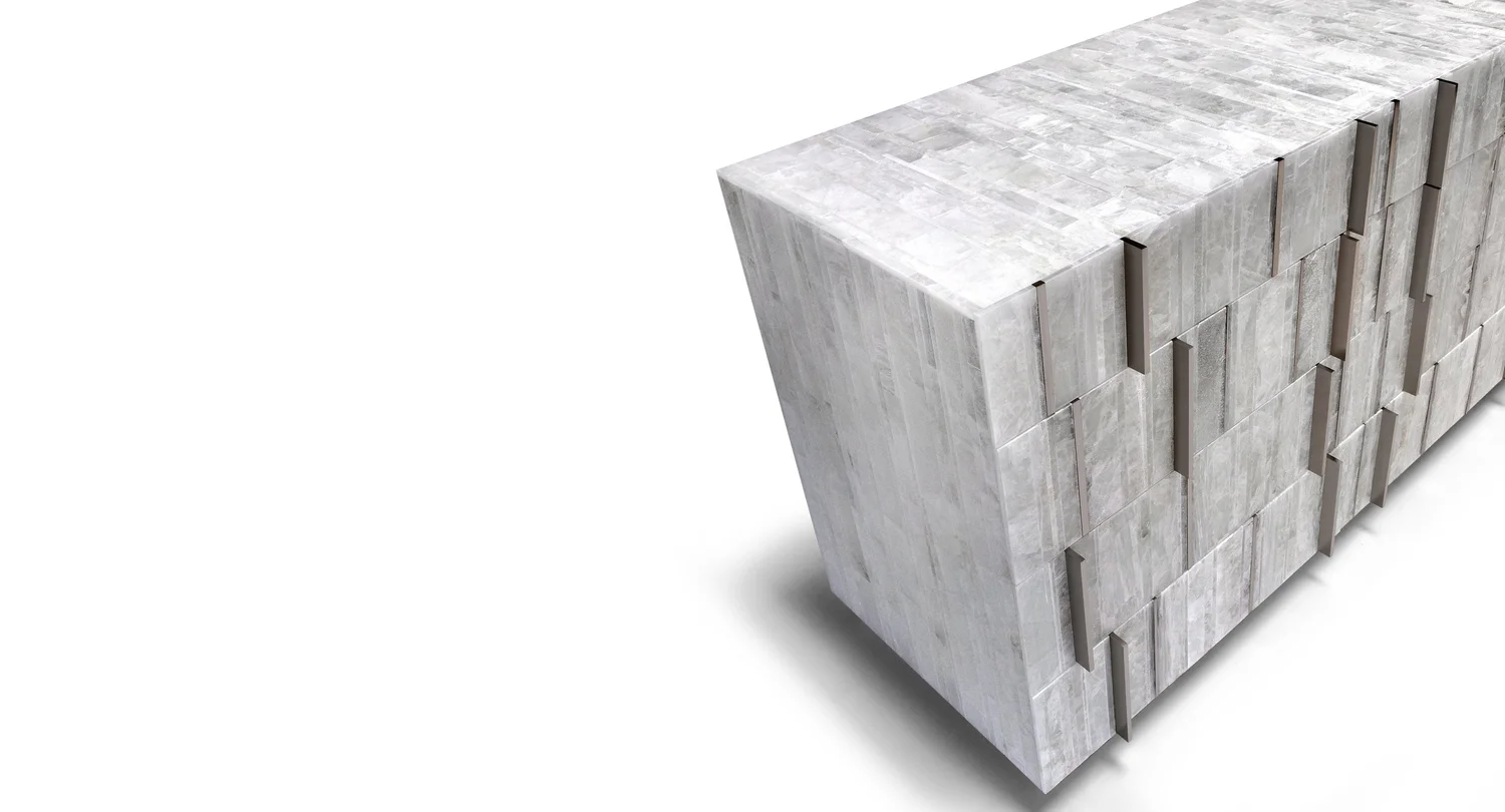 Sonnet Console in Selenite and Bronze — Newell Design Studio