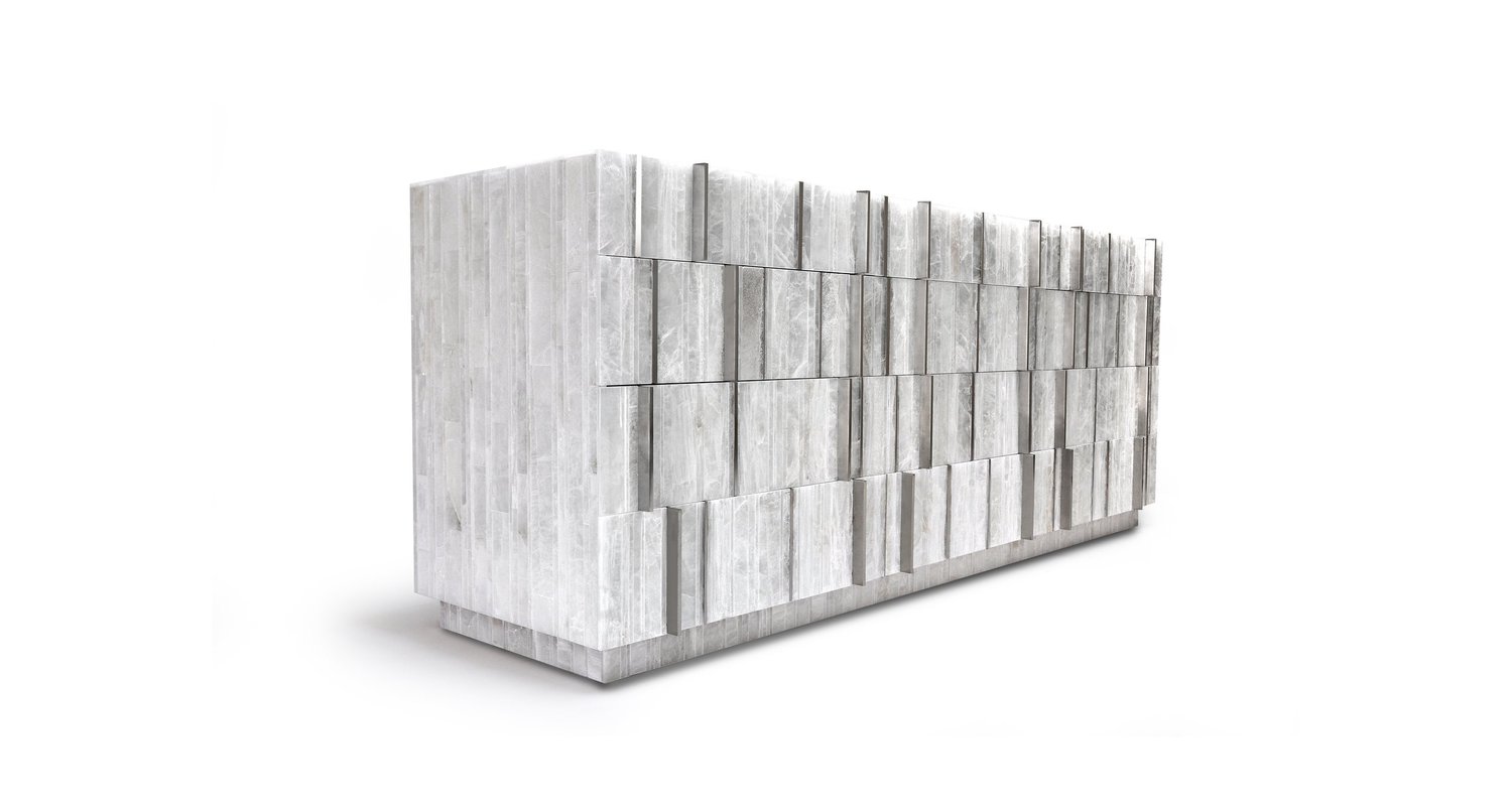 Sonnet Console in Selenite and Bronze — Newell Design Studio