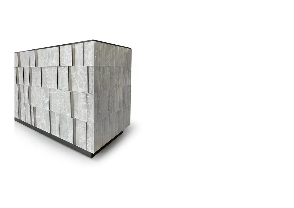 Sonnet Nightstands in Selenite, Bronze & Rosewood — Newell Design Studio