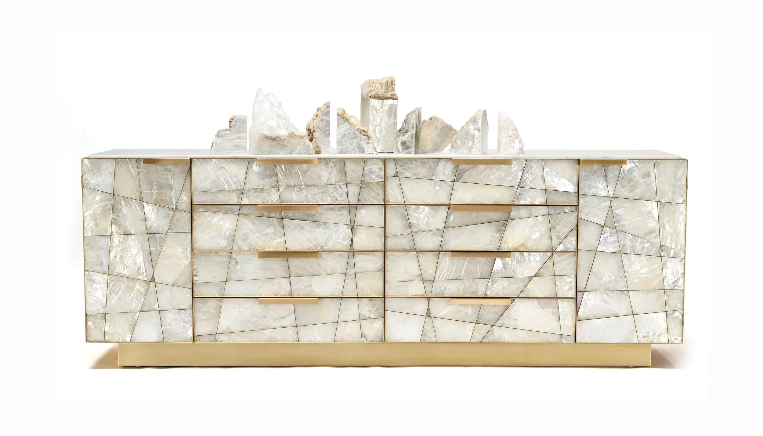 Sonnet Nightstands in Selenite, Bronze & Rosewood — Newell Design Studio