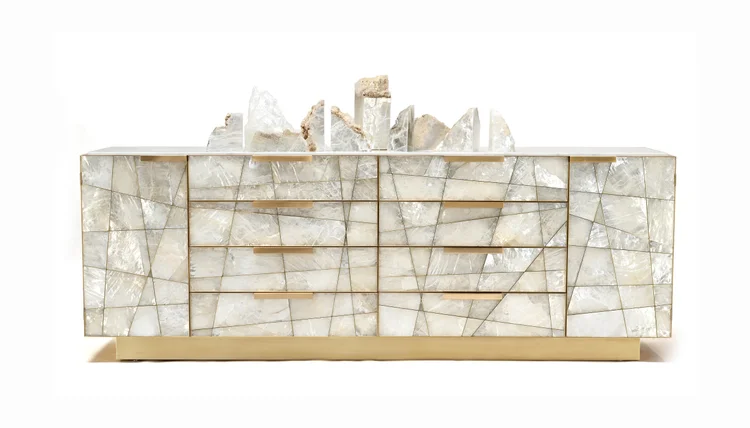 Sonnet Nightstands in Selenite, Bronze & Rosewood — Newell Design Studio